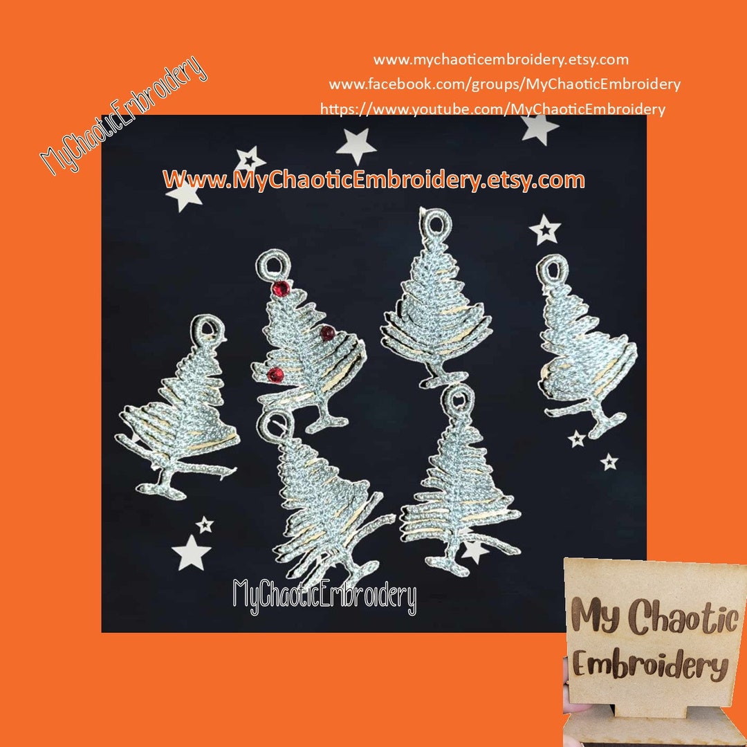 4x4 FSL Free Standing Lace Vintage Tinsel Christmas Tree Earrings ...