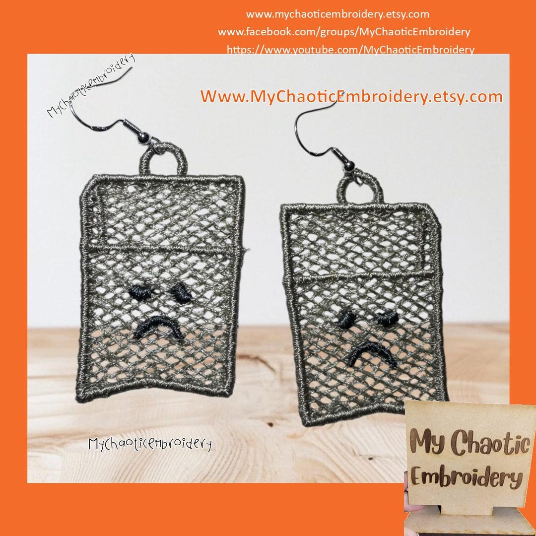 4x4 FSL Free Standing Lace Paper Bag Sad Sports Fan Shame Sack Earrings ...