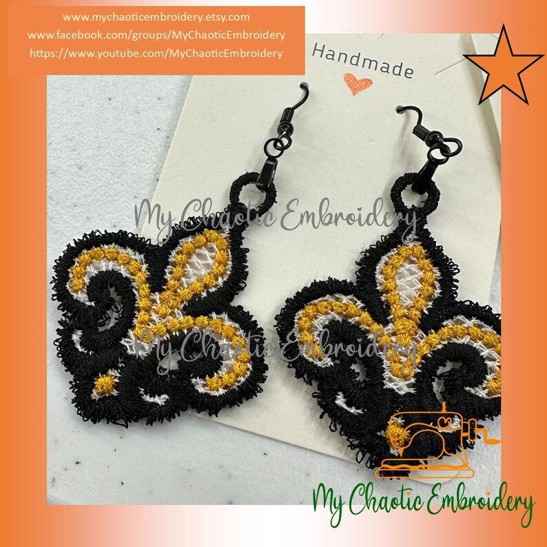 4x4 FSL Free Standing Lace Fleur De Lis Fuzzy Charm Gift Tag Earrings ...