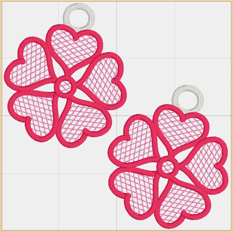 4x4 FSL Free Standing Carousel Hearts Earrings Charms Pattern - Etsy