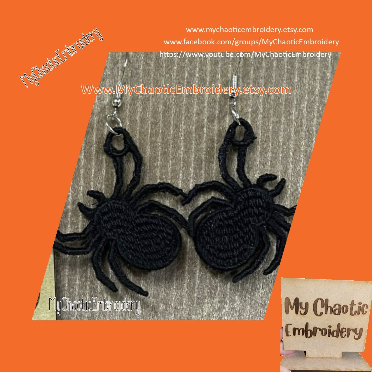 4x4 FSL Free Standing Lace Spider Earrings Pattern, Fish Hook Hardware ...