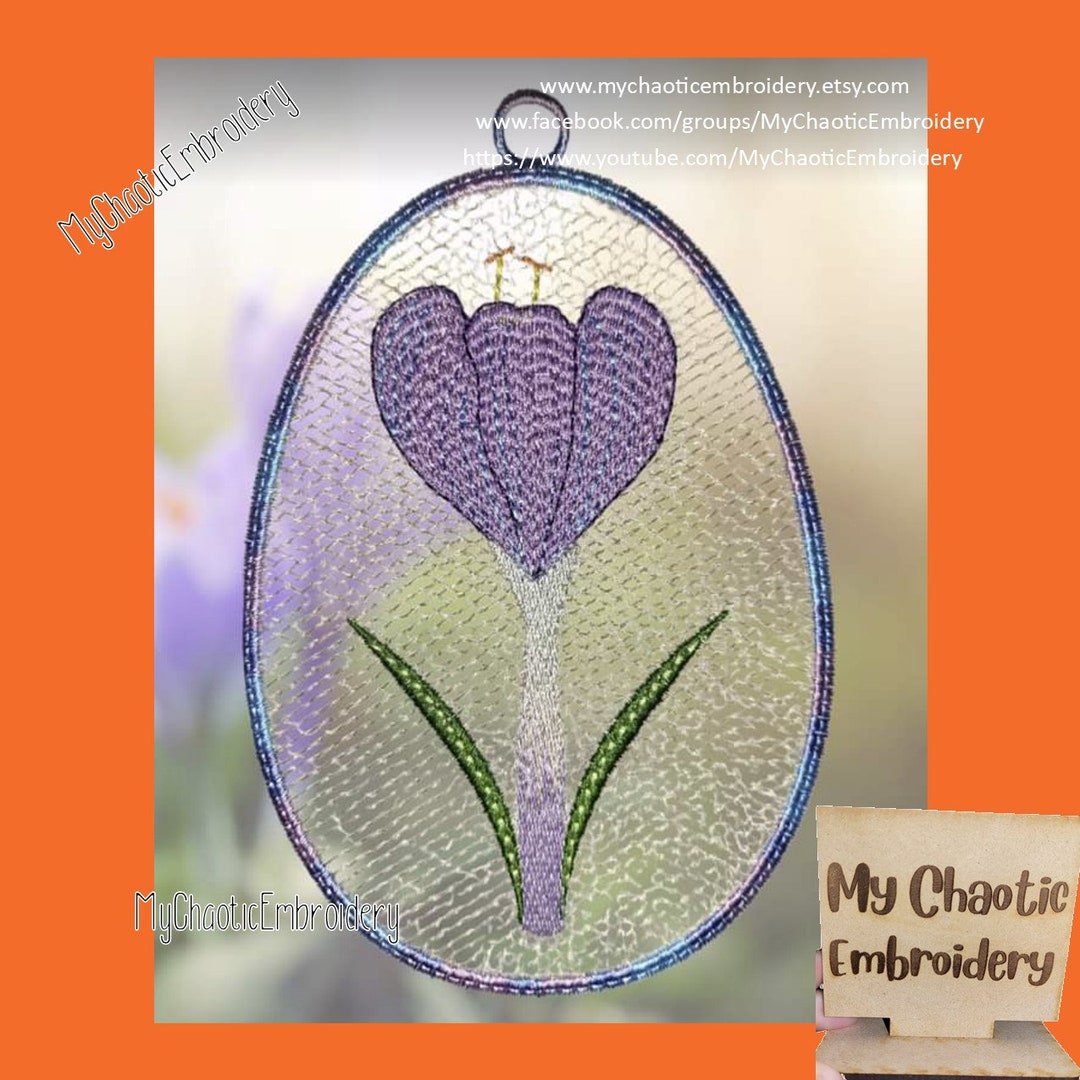 Free Standling Lace FSL Crocus Flower Ornament 4 Sizes 4x4 (2 Designs ...