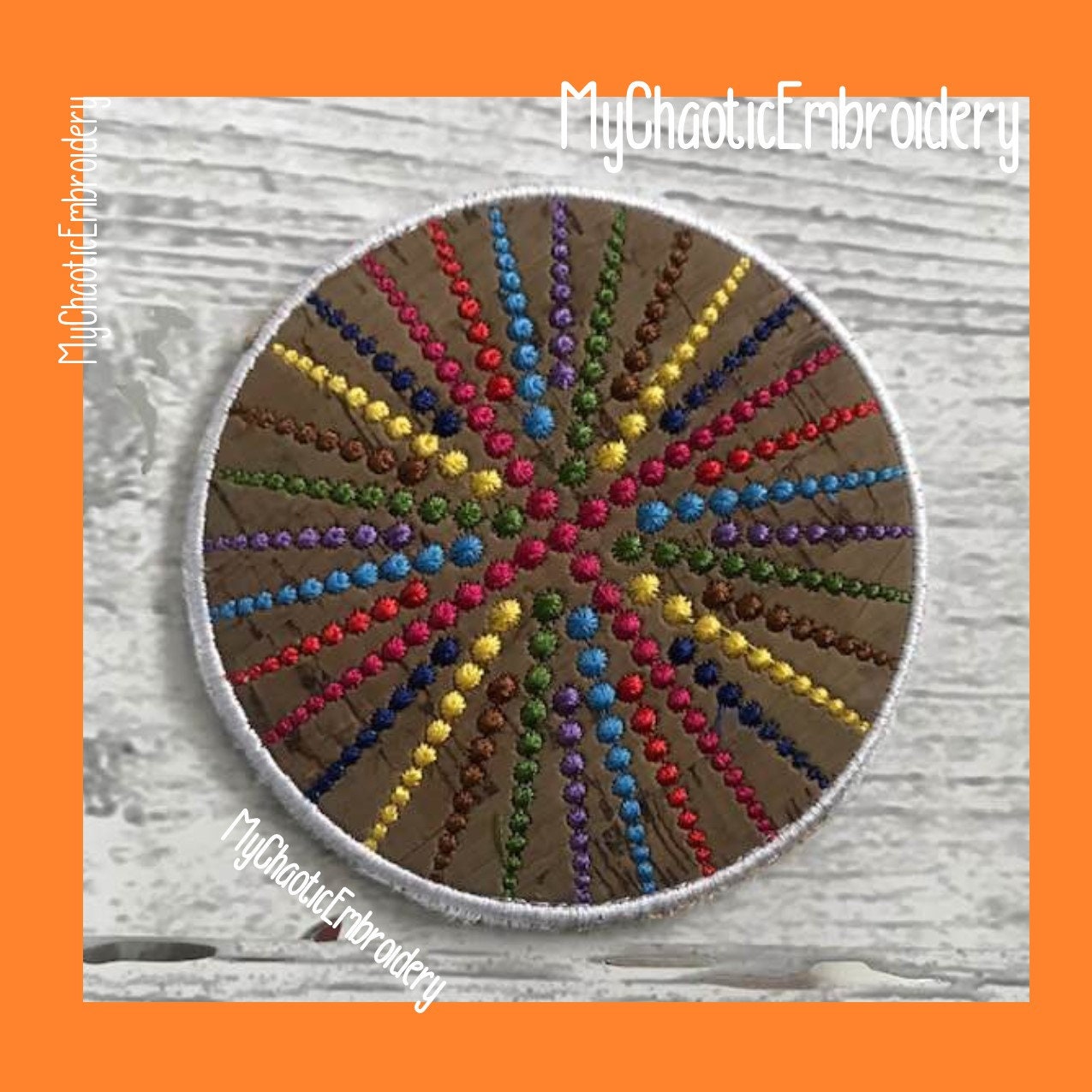 Mandela Mandella Rainbow Candlewick Knots Coaster 4x4 Designs | Etsy
