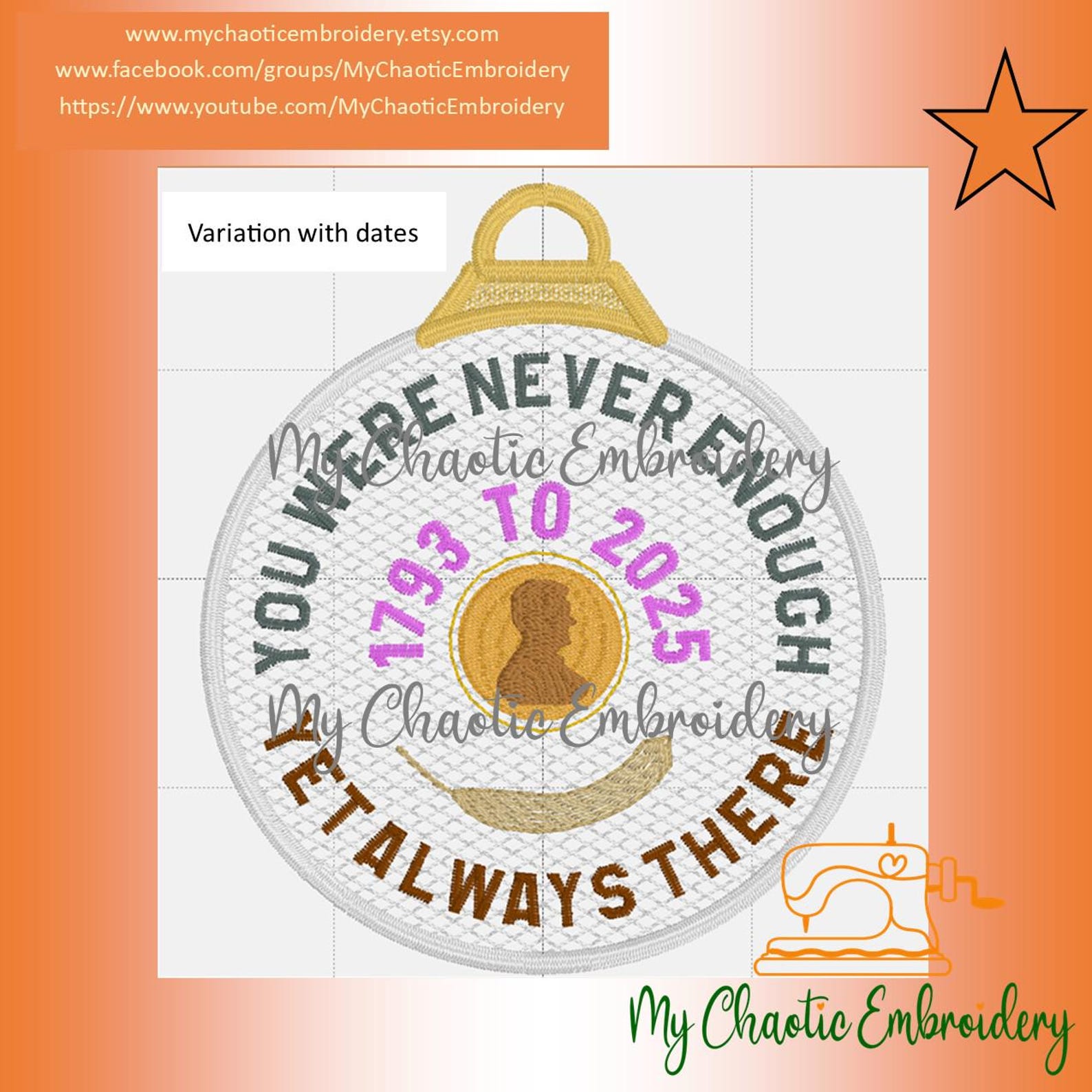 4x4 Hoop FSL Ode to the Penny Coin Ornament Hanger Free Standing Lace ...