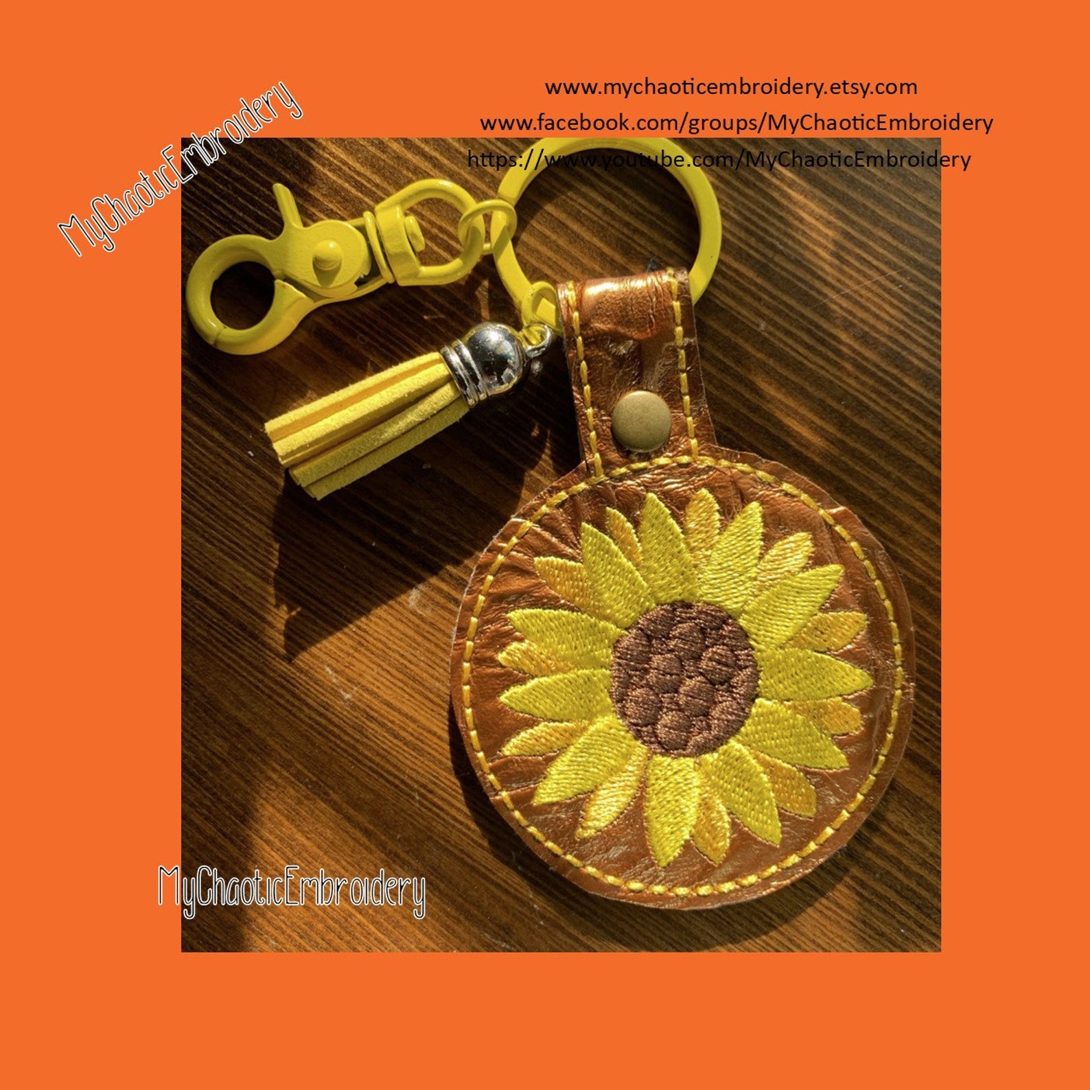 4x4 Sunflower 2 Styles Snaptab and Eyelet Design Keyfob | Etsy