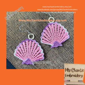 4x4 FSL Free Standing Lace Sea Shell Fan Earrings Pattern, Fish Hook ...
