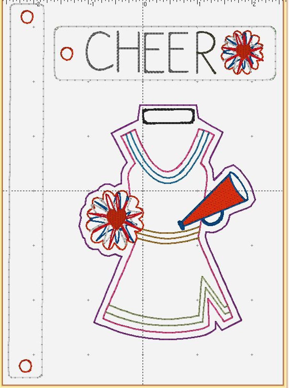 2 Design Set -cheerleader Cheer Spirit Bag Tag & Matching Keyfob 5x7 ...
