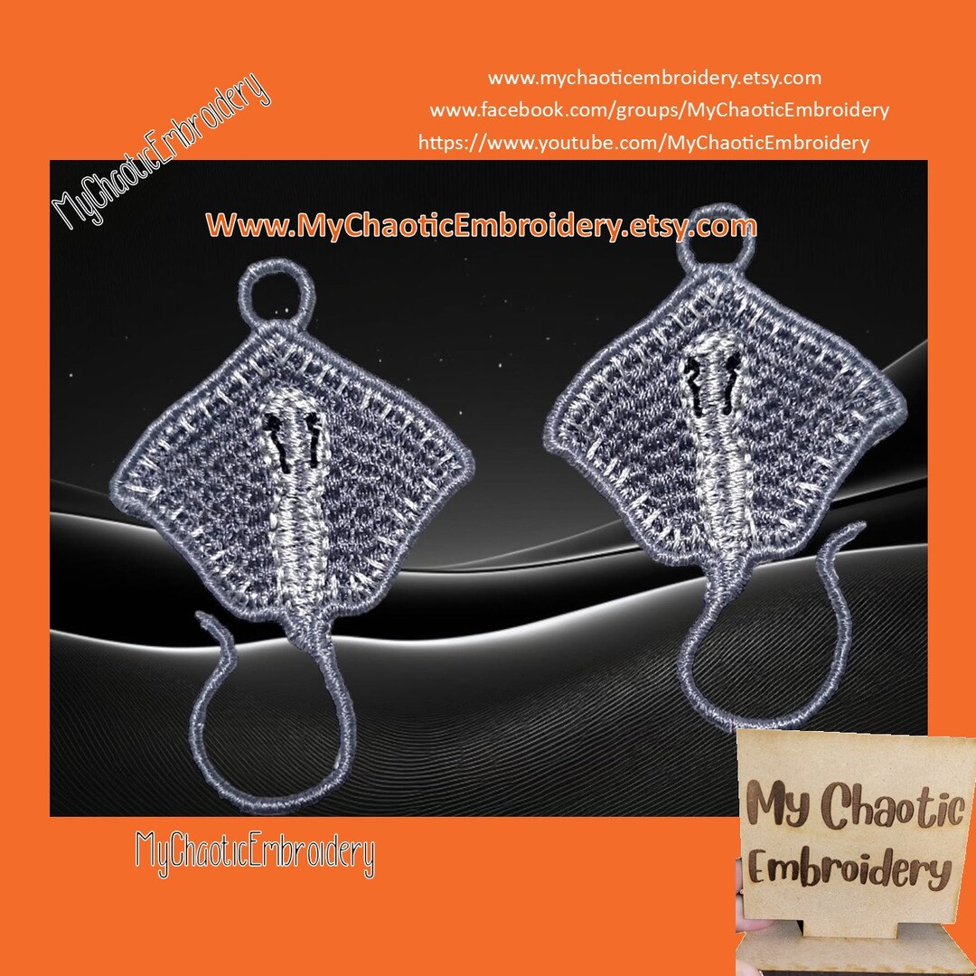 4x4 FSL Free Standing Lace Stingray Sting Ray Earrings Pattern, Fish ...