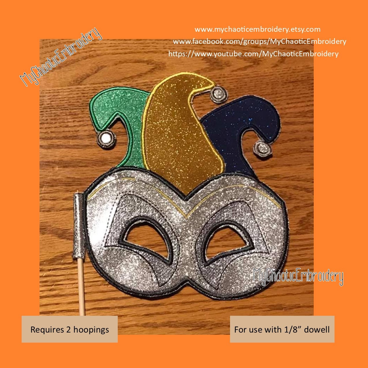 2 Styles Mardi Gras Jester Mask Set for 1/8 Dowel or | Etsy