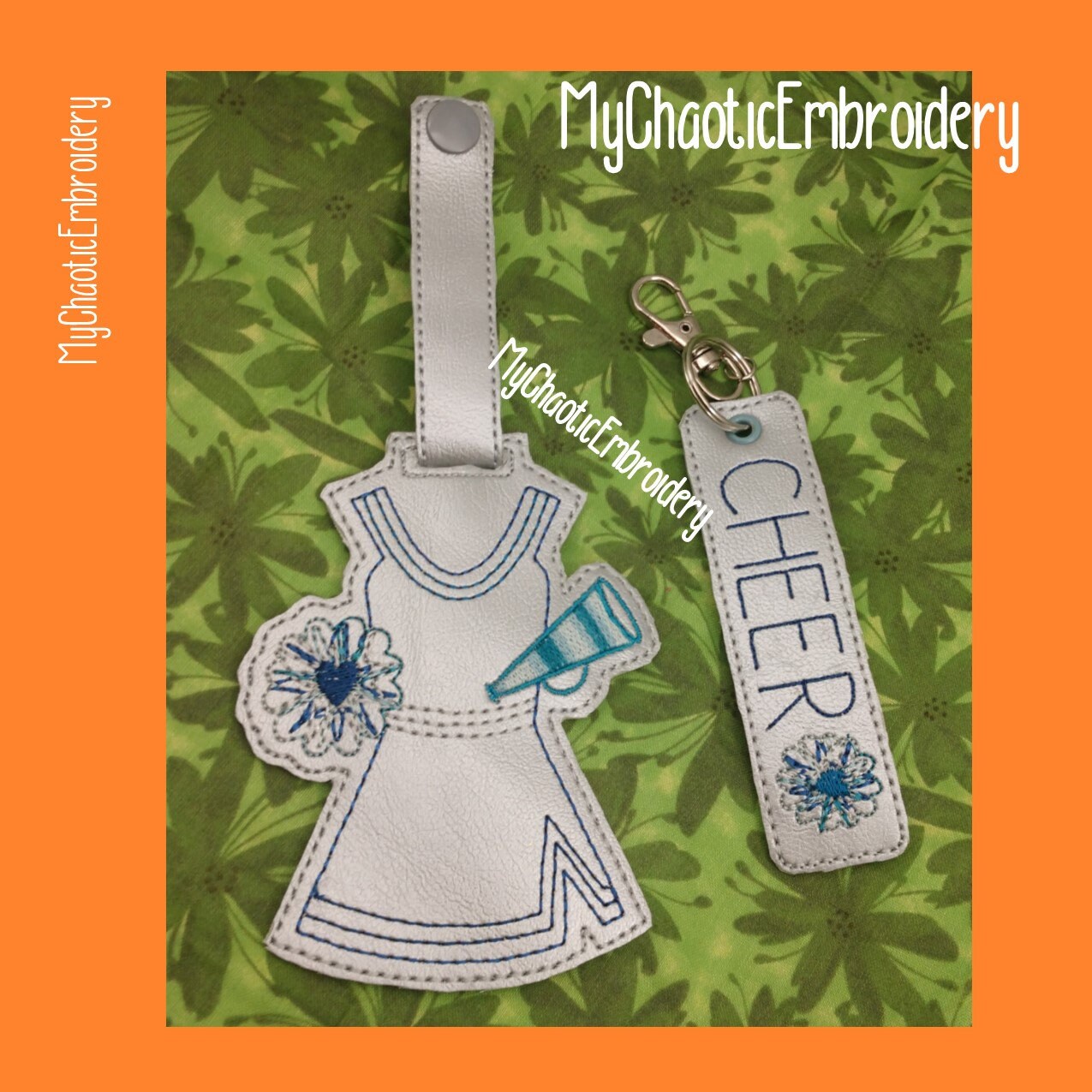 2 Design Set -cheerleader Cheer Spirit Bag Tag & Matching Keyfob 5x7 ...