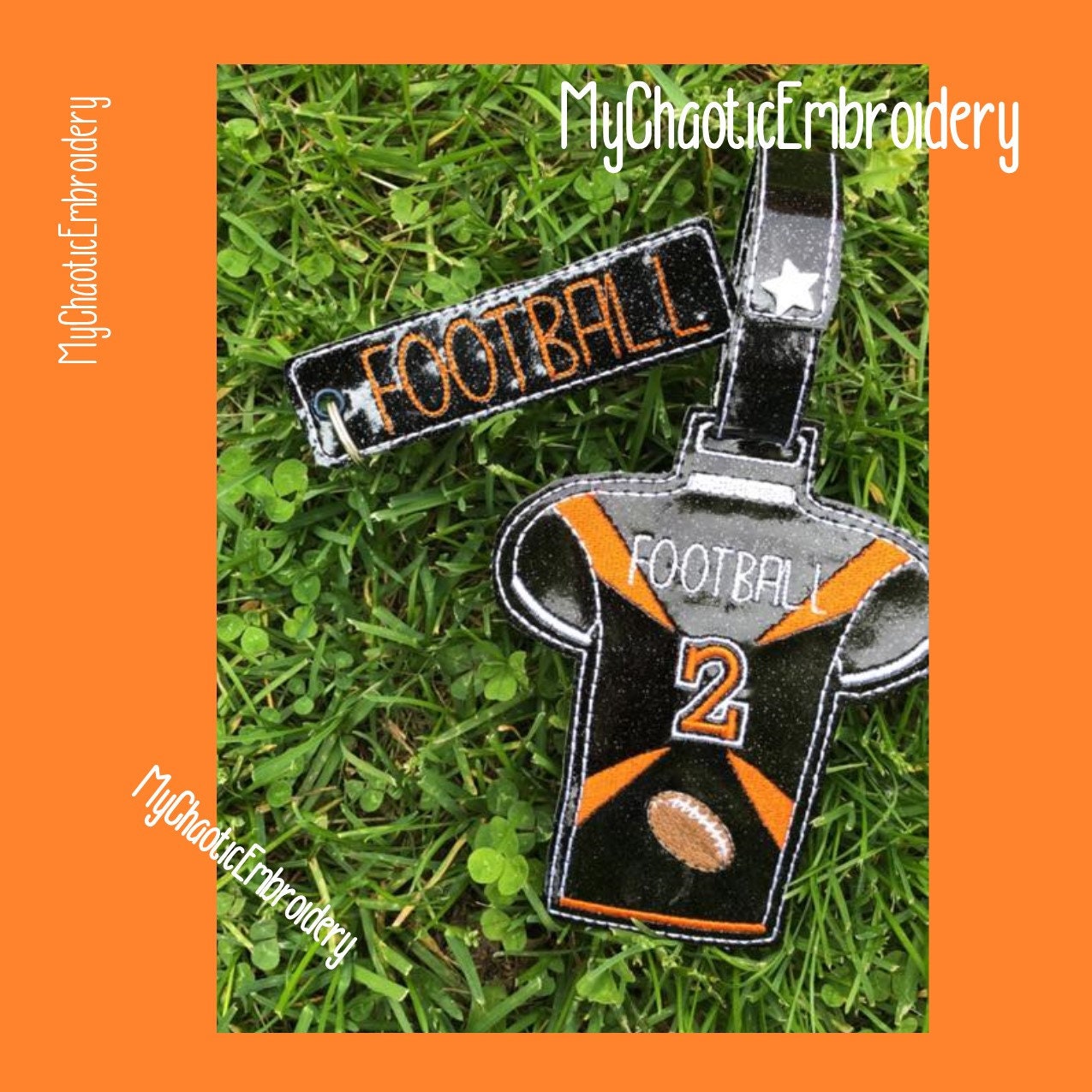 2 Design Set football Bag Tag and Matching Keyfob 5x7 Read - Etsy