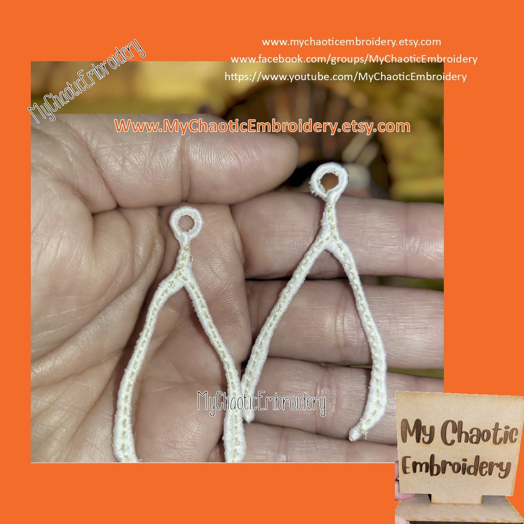4x4 FSL Free Standing Lace Wishbone Wish Bone Earrings Pattern, Fish ...
