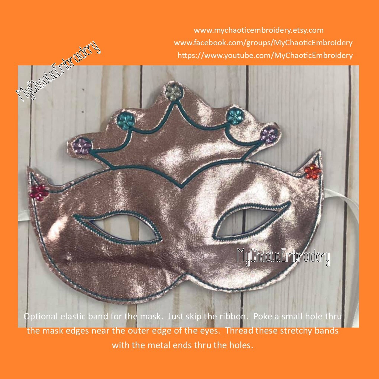 2 Styles Mardi Gras Crown and Jewels Applique Mask Designs 5x7 - Etsy
