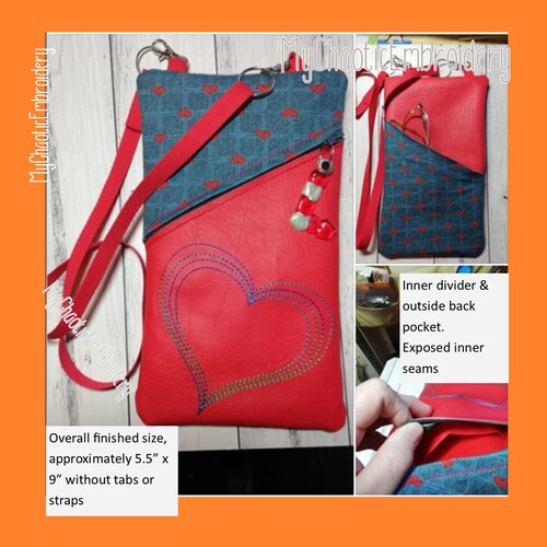 3 Stitch Options Included 6x10 ITH Diagonal Zipper Bag Exposed | Etsy