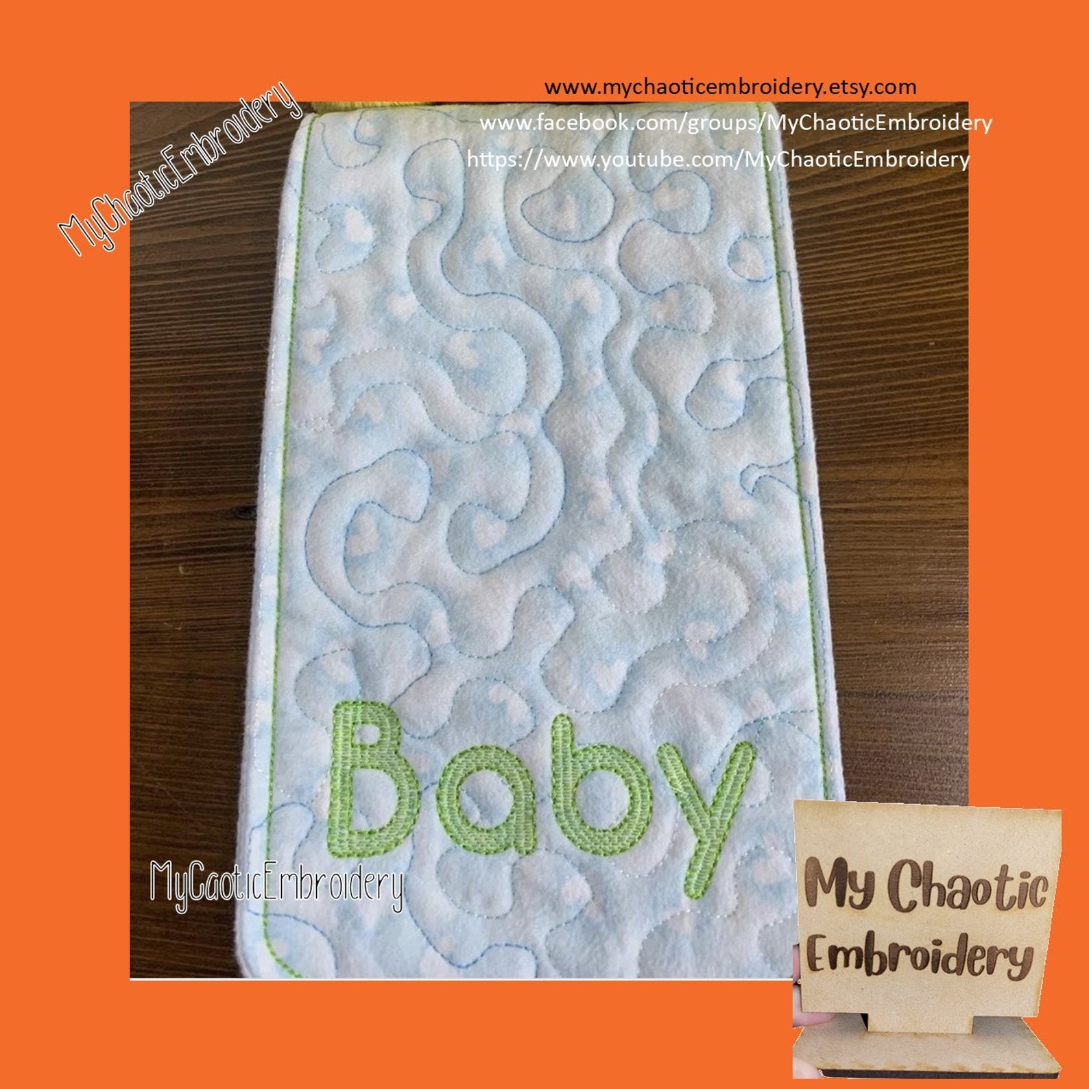 5x7, 6x10, 8x11 - 3 Sizes Fully IN THE HOOP Burp Cloths Burpcloth ...