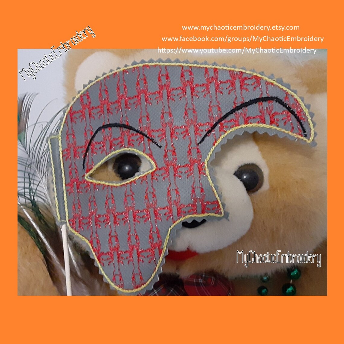 3 Styles Mardi Gras Crawfish Mask Set for 1/8" Dowel Elastic/ribbon 5x7 ...