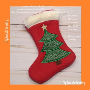 ITH Unlined Christmas Stocking Applique Embroidery Designs Multiple ...
