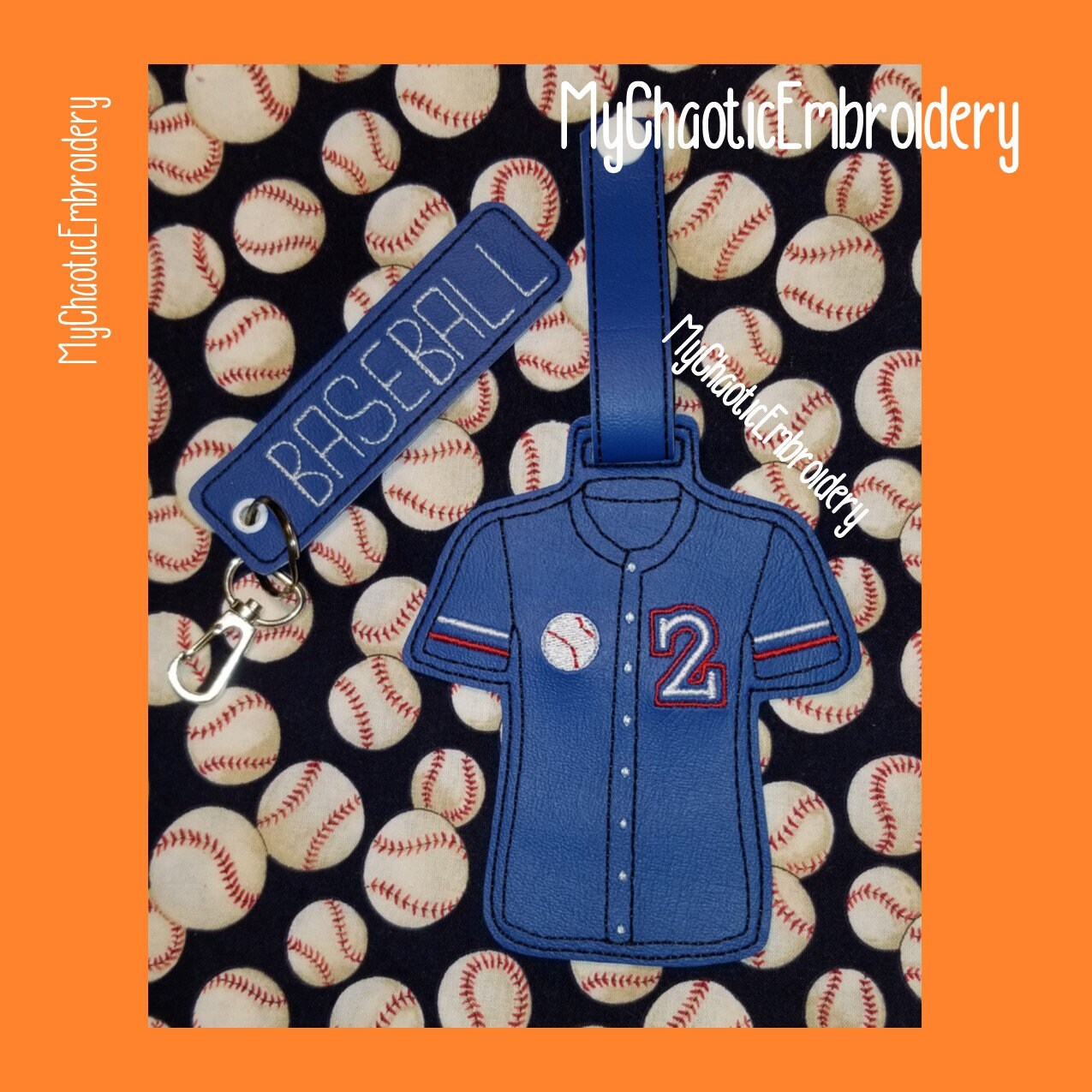 2 Design Set -baseball Softball Bag Tag and Matching Keyfob 5x7 - Read ...