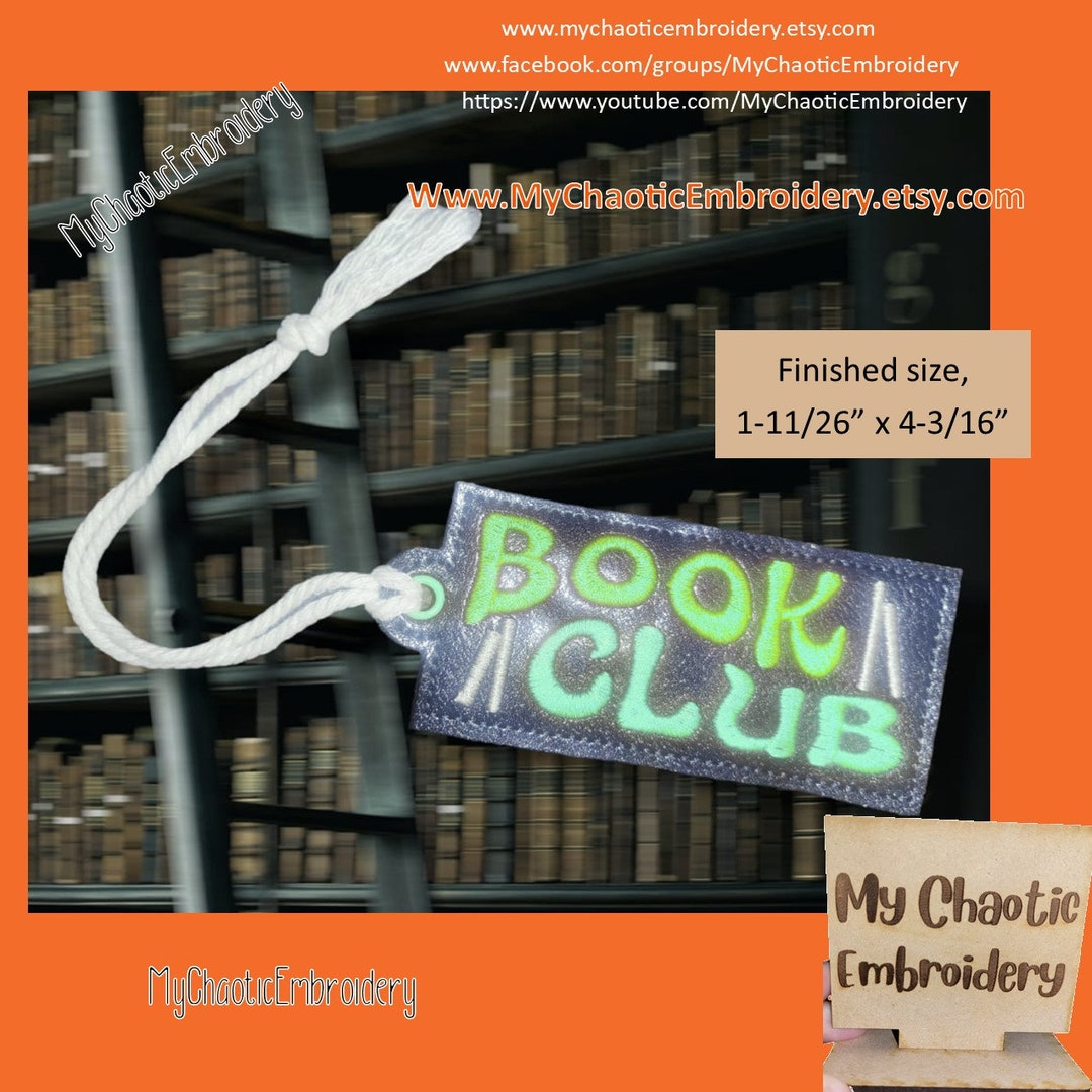 4x4 & 5x7 Bookmarks Book Club Digital File Machine Embroidery School ...