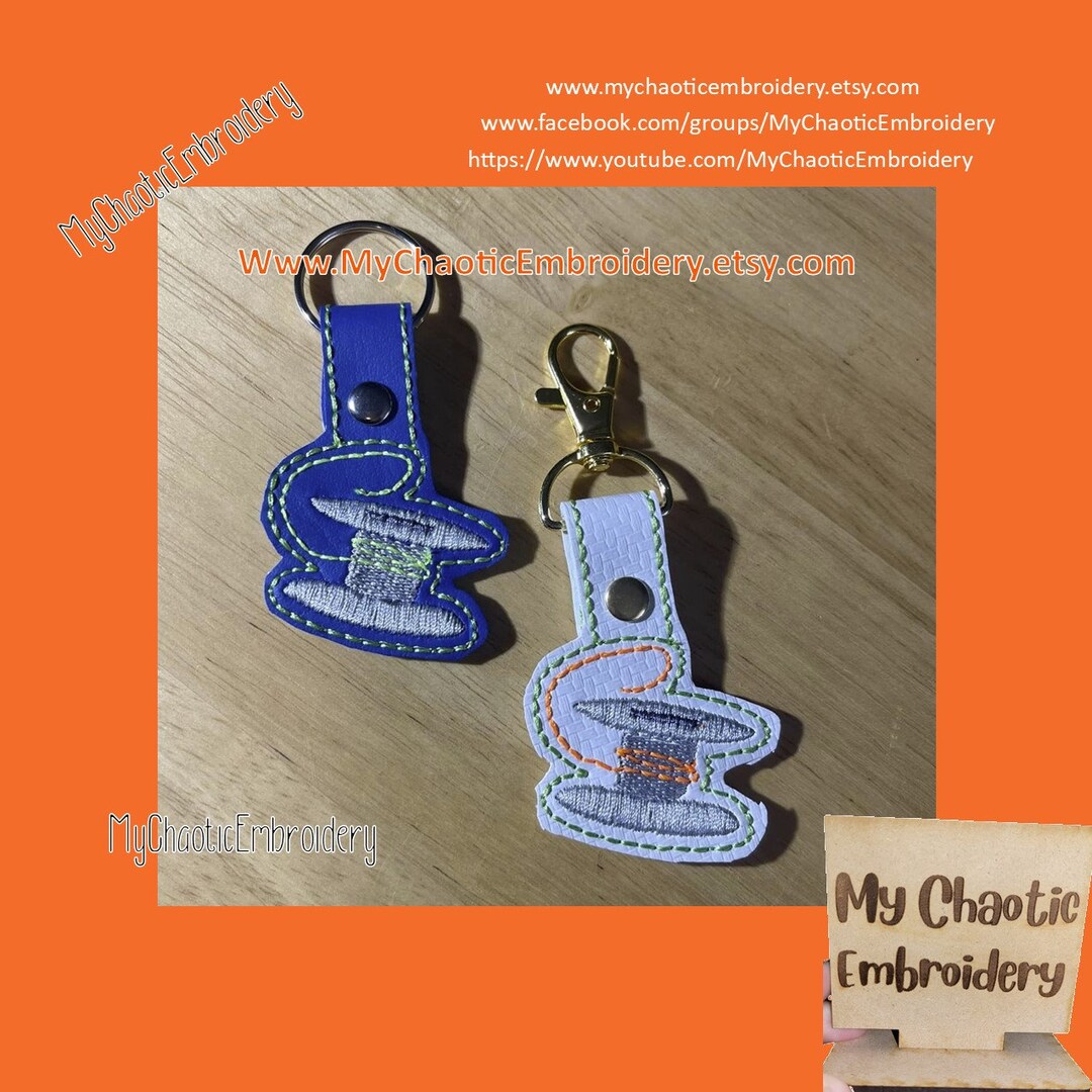 4x4 Empty Bobbin KF Keyfob Key Fob Digital Machine Embroidery - Etsy