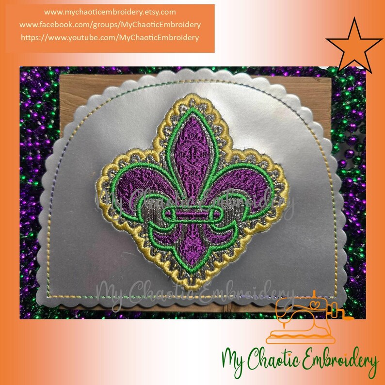 Fleur De Lis Scalloped Edge Embossed Napkin Holder Cover Embroidery ...
