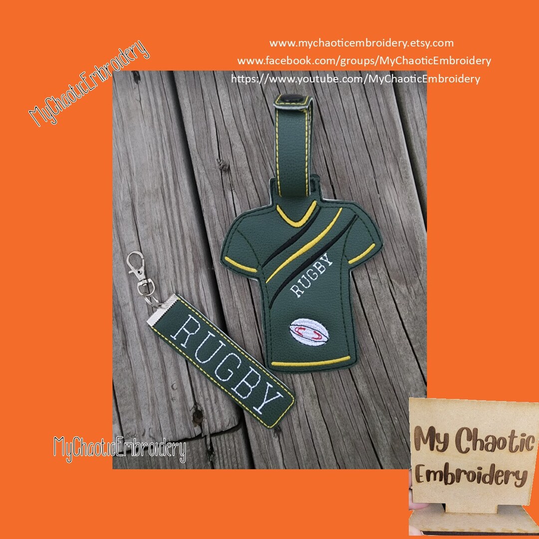 3 Design Set - Rugby Football Keyfob Strap Bagtag Keyfob 5x7-digital ...