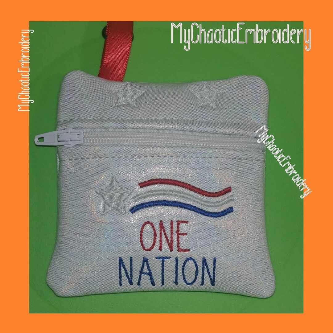 4x4 ITH Zipper Bag Exposed Inside Seams -patriotic USA One Nation ...