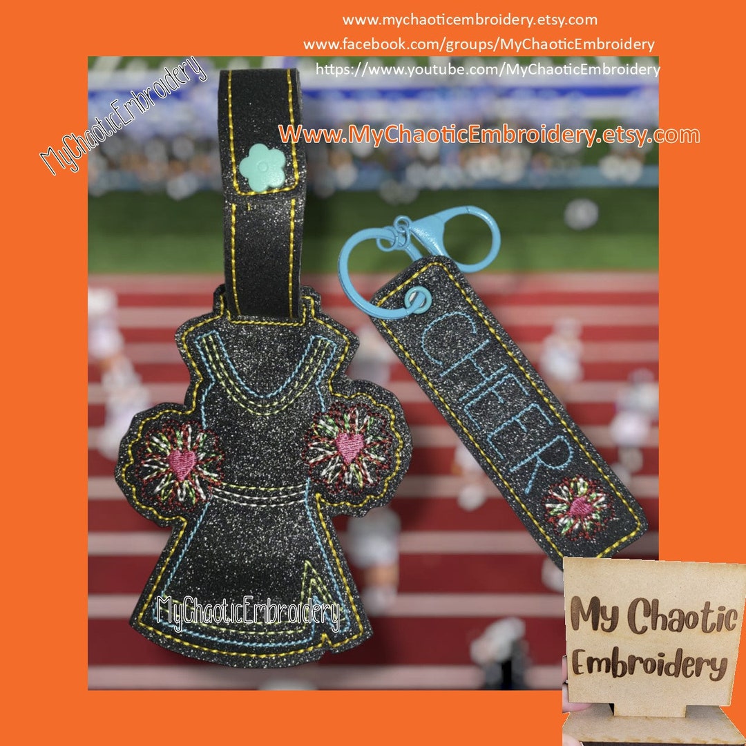 5x7 Cheerleader Cheer Spirit Pom-poms Bag Tag & Matching Keyfob -read ...