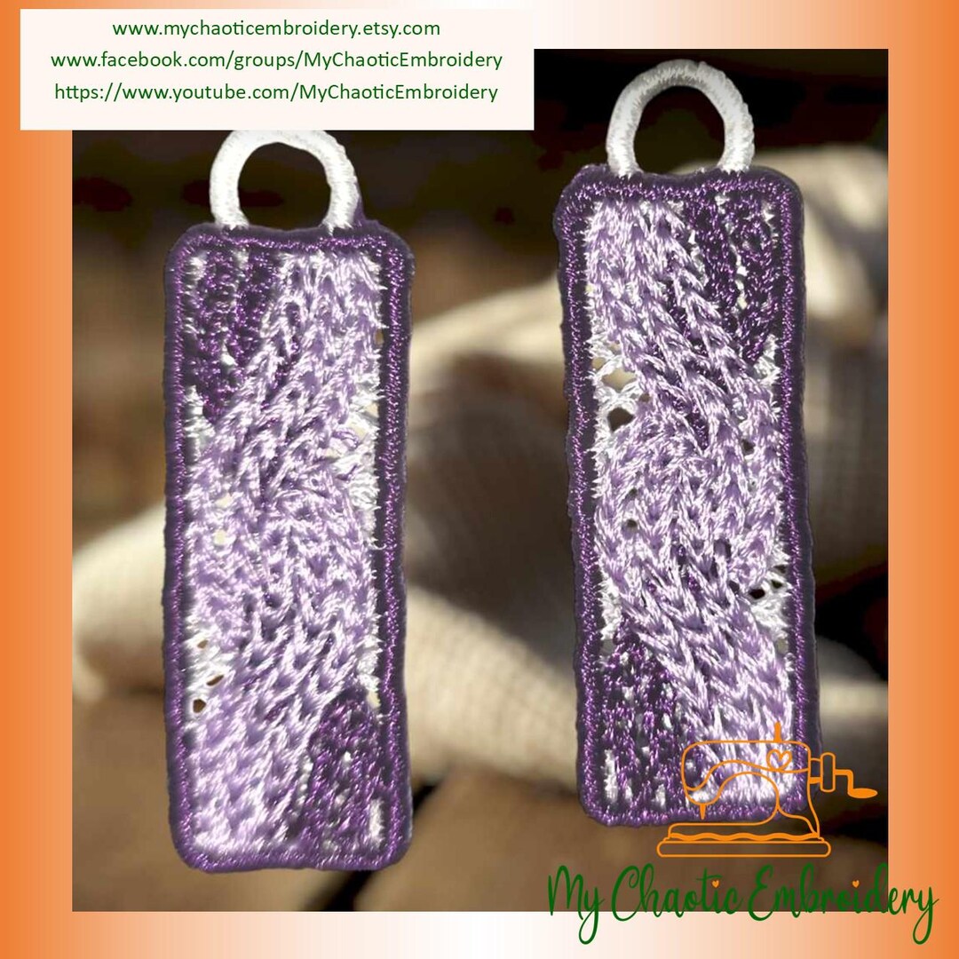 4x4 FSL Free Standing Lace Cable Knit Multi Color Intertwined Earrings ...