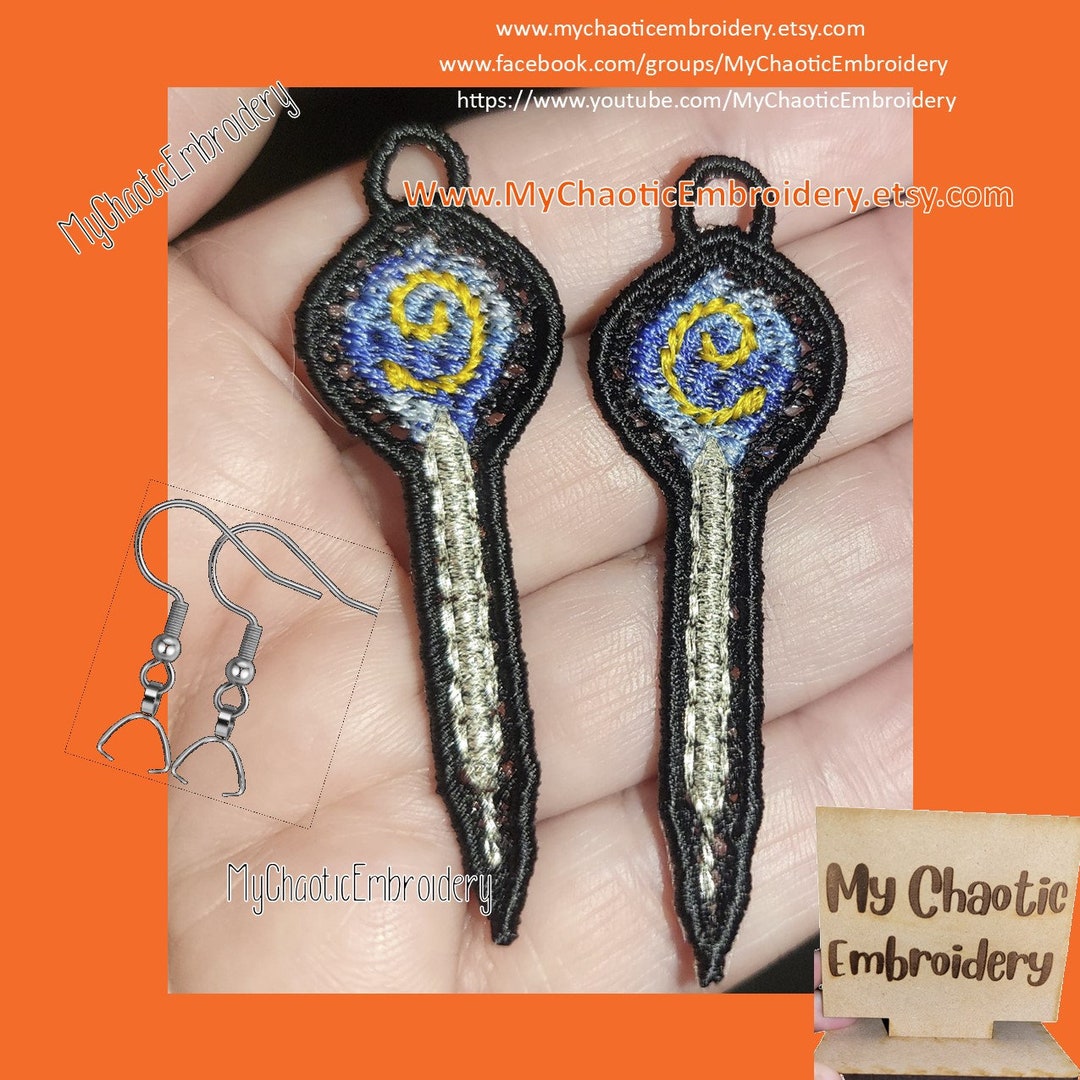 4x4 FSL Free Standing Lace Darts Earrings Pattern, Fish Hook Hardware ...