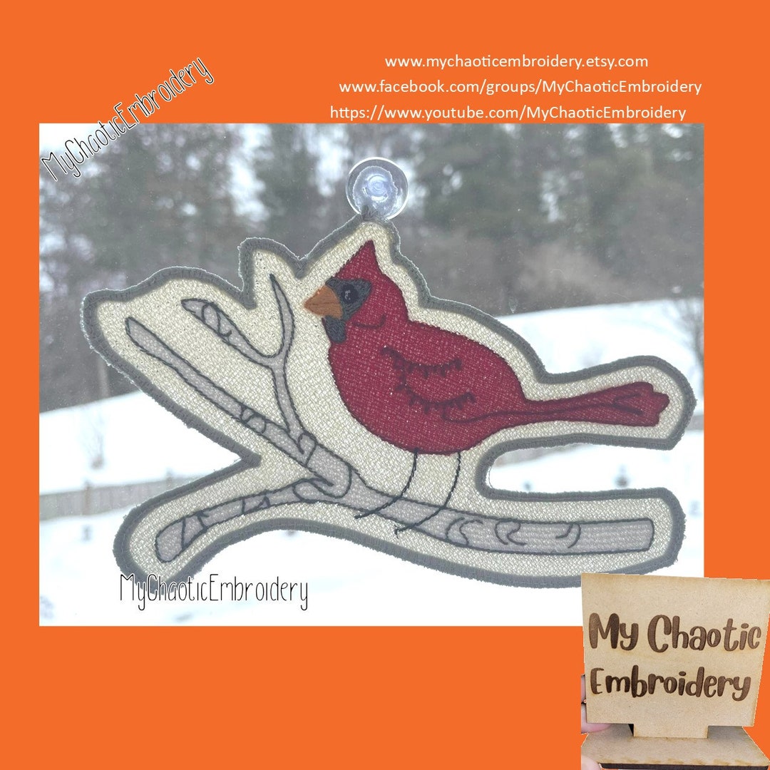 Free Standling Lace FSL Cardinal on a Branch Ornament Designs 3 Sizes ...