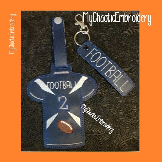 2 Design Set football Bag Tag and Matching Keyfob 5x7 Read | Etsy
