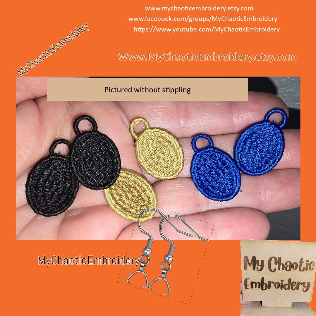 4x4 FSL Free Standing Lace Oval With Optional Stippling Small Earrings ...
