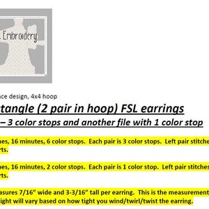 4x4 FSL Free Standing Lace Long Rectangle Twist Twirl Earrings and ...