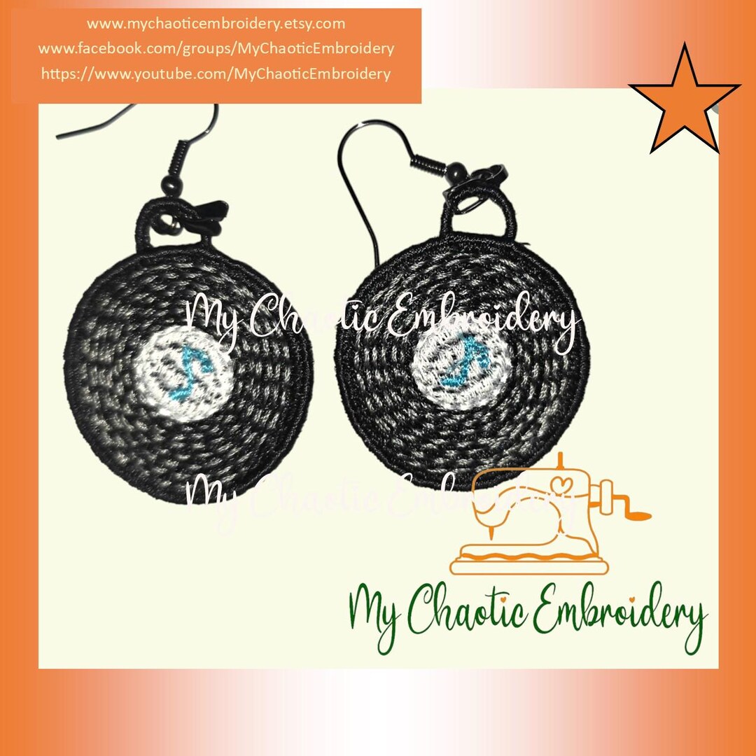 4x4 FSL Free Standing Lace Phonograph Record Music Earrings Fish Hook ...