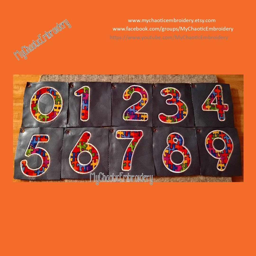 4x4 Applique Numbers 0-9 Zero Through Nine Each Finished Height Approx ...