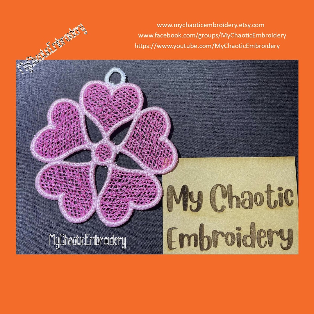 Free Standling Lace FSL Carousel Hearts Ornament Designs 3 Sizes 4x4 ...