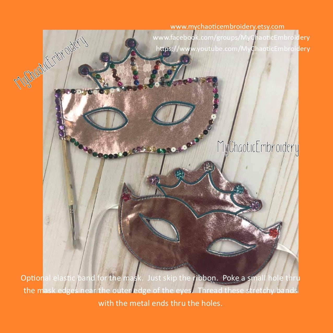 2 Styles Mardi Gras Crown and Jewels Applique Mask Designs 5x7 - Etsy