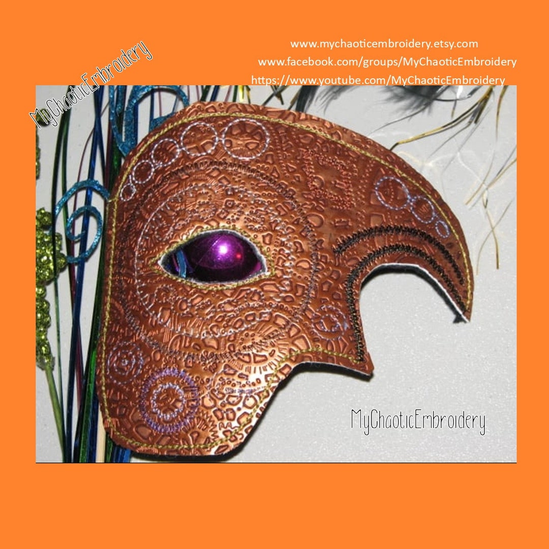Steampunk Opera Mardi Gras Half Mask for 1/8" Dowel or Wand 5x7 ...