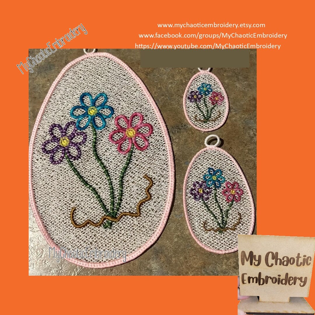 Free Standing Lace FSL Spring Flowers Ornament Designs 4 Sizes 4x4 (2 ...