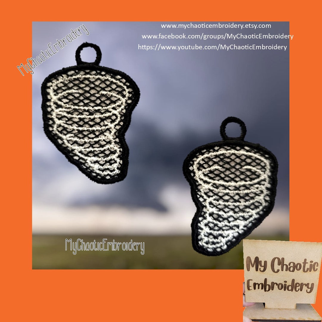 4x4 FSL Free Standing Lace Tornado Storm Cyclone Typhoon Earrings ...
