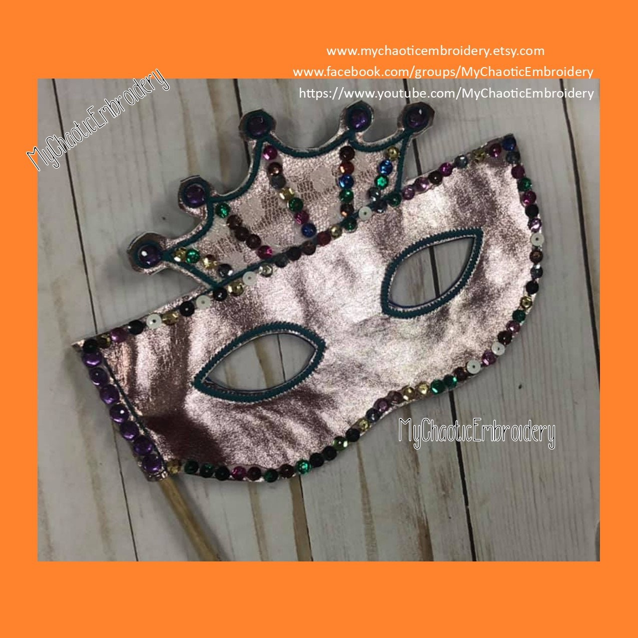 2 Styles Mardi Gras Crown and Jewels Applique Mask Designs 5x7 - Etsy