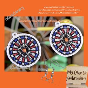 4x4 FSL Free Standing Lace Dart Board Earrings Pattern, Fish Hook ...