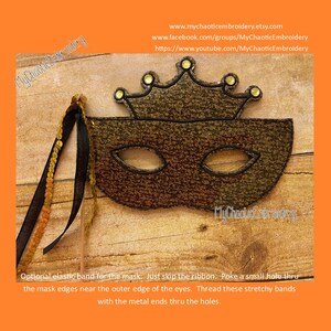 2 Styles Mardi Gras Crown and Jewels Applique Mask Designs 5x7 ...