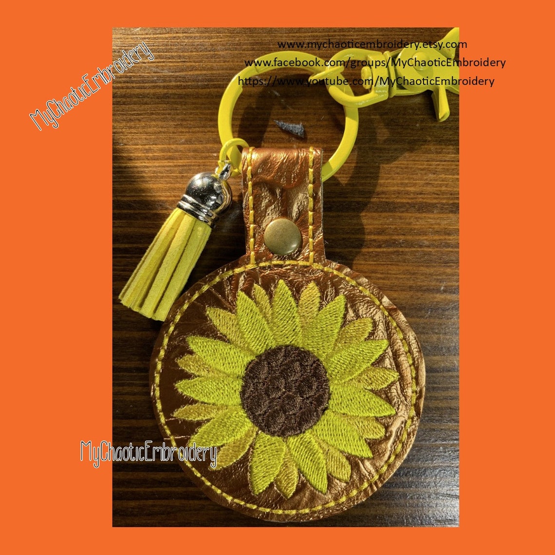 4x4 Sunflower 2 Styles Snaptab and Eyelet Design Keyfob | Etsy
