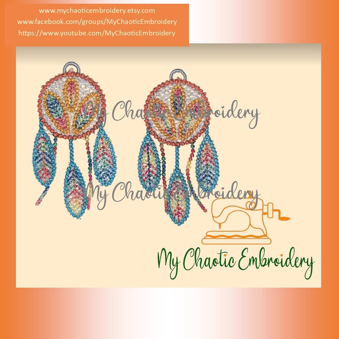 4x4 FSL Free Standing Lace Dreamcatcher Circle Triple Feather 2 Styles ...