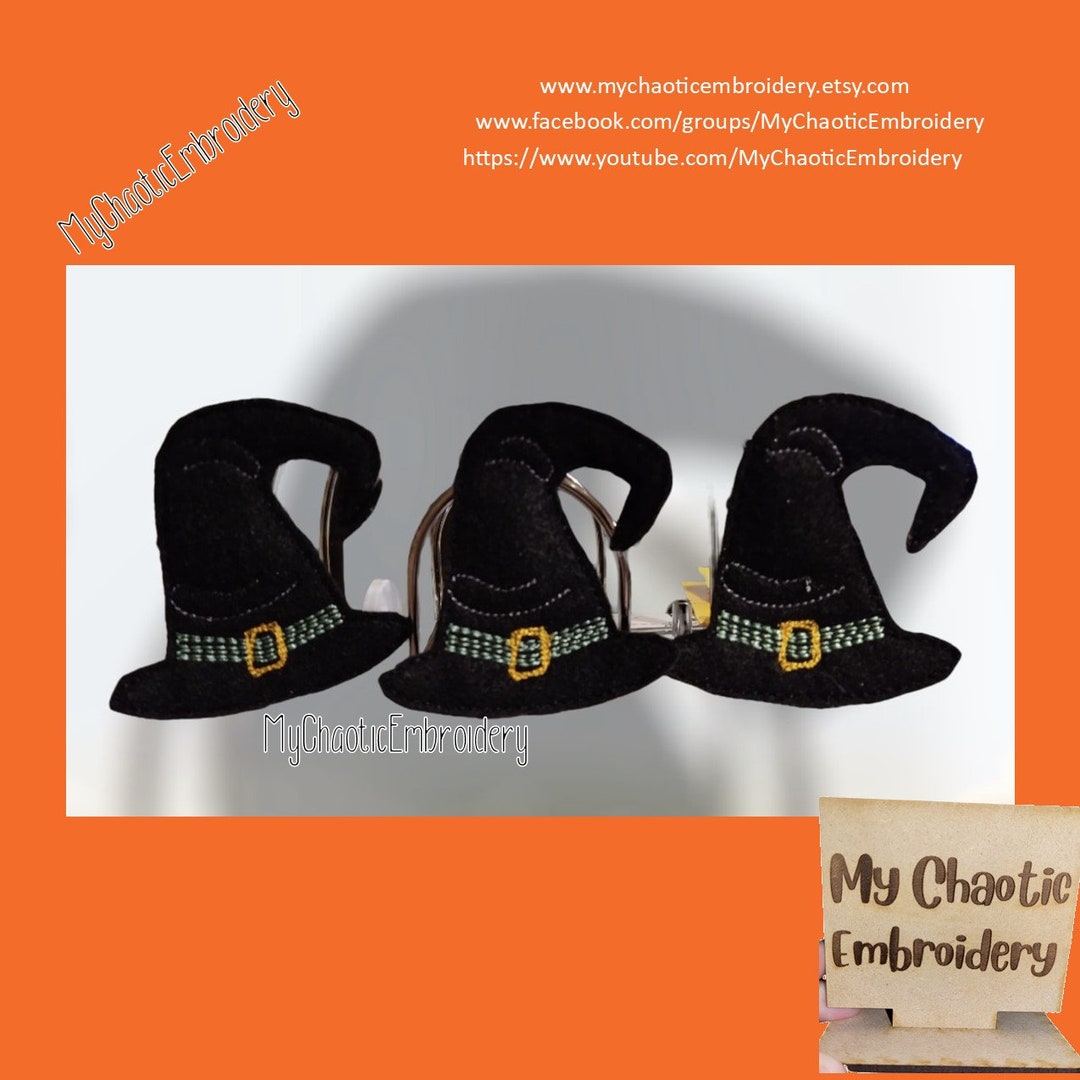 5x7 Hoop, 3 Witch's Witch Hat Witches Squeezy Fidgies Feltie Potpourri ...