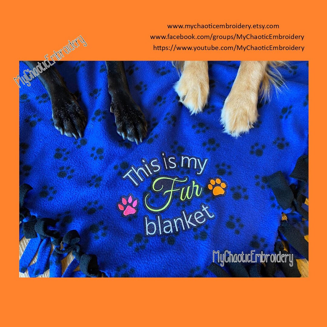 Fur Furry Paw Prints Cat Dog Machine Stitched Blanket 3 Sizes With ...