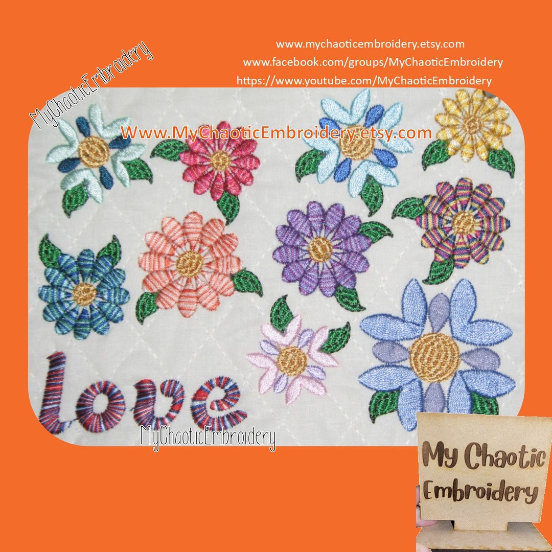 LOVE With Flowers Stand Alone Add-on Design Files 3 Sizes and Without ...