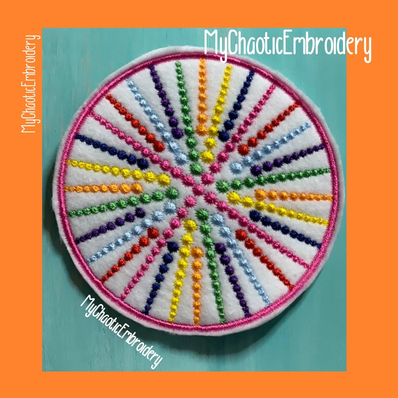 Mandela Mandella Rainbow Candlewick Knots Coaster 4x4 Designs | Etsy